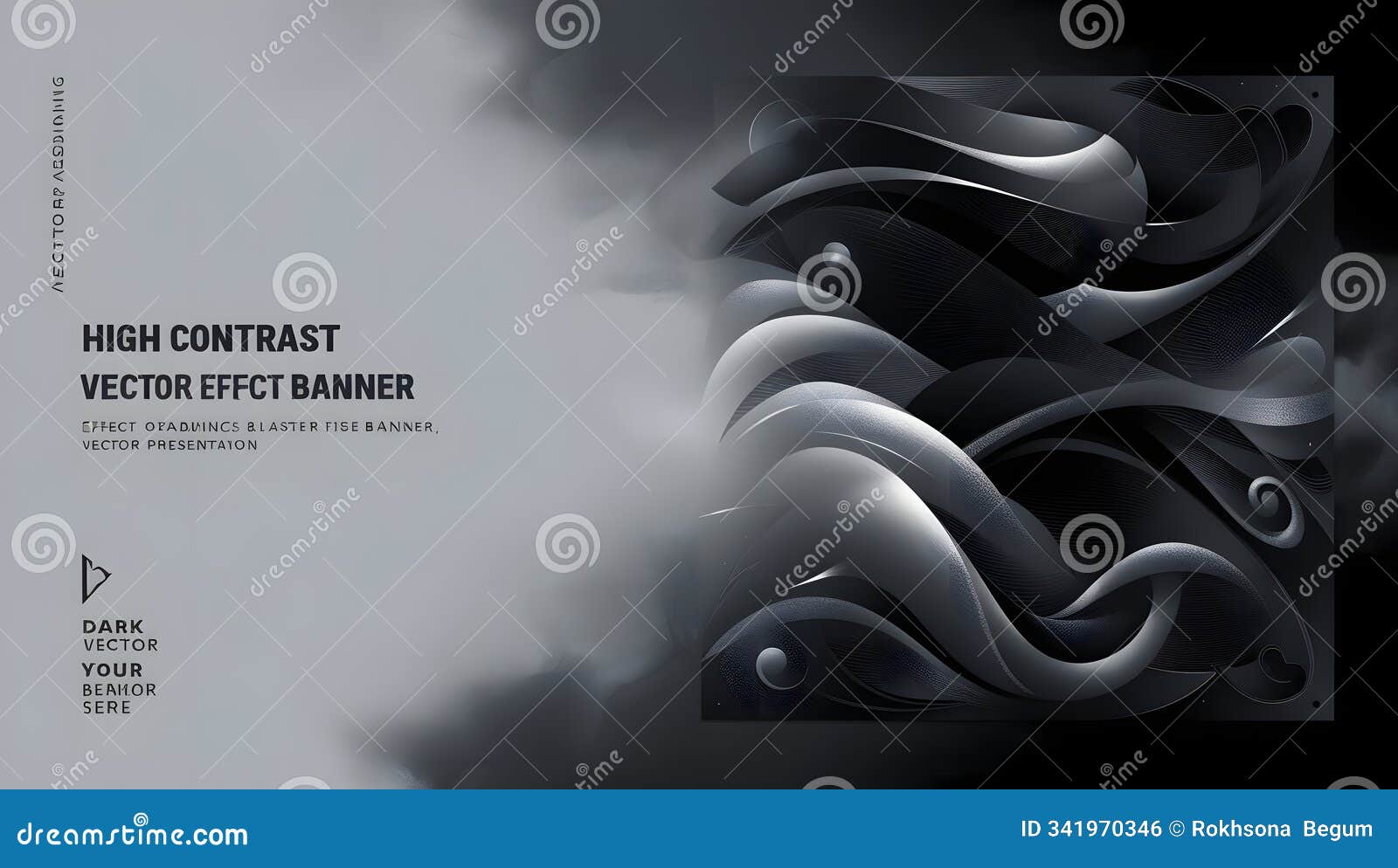 High Contrast Vector Banner with Abstract Wave Design Stock ...