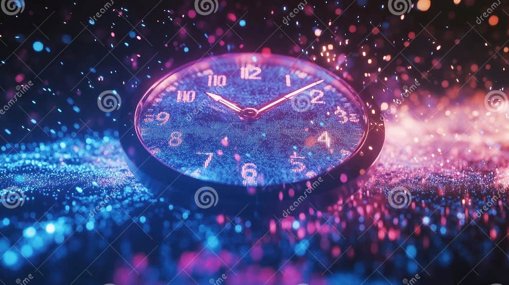 A Dynamic Holographic Clock Symbolizing Time Efficiency in Production ...