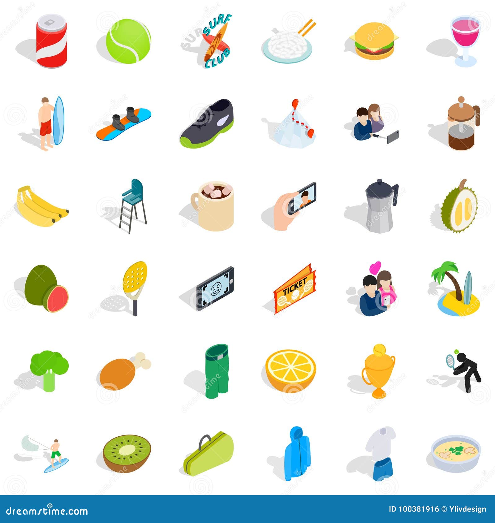 Dynamic Icons Set, Isometric Style Stock Vector - Illustration of ...