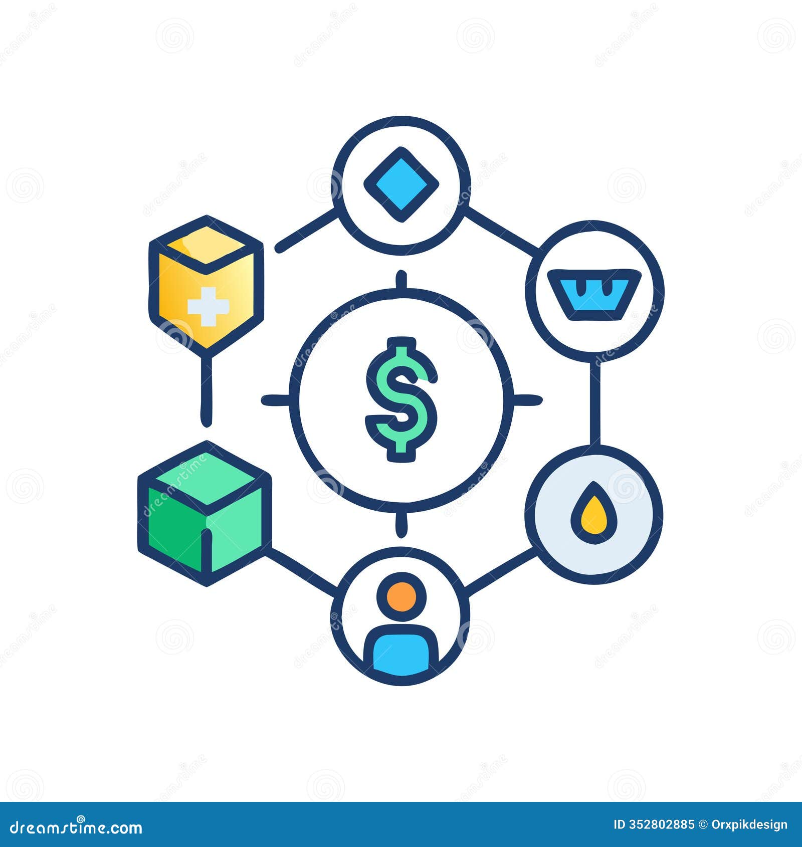 Dynamic Icons for Value Chain Management Stock Vector - Illustration of ...