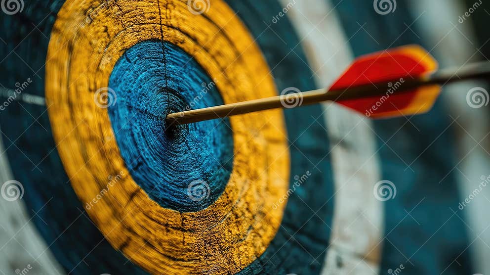 Dynamic Illustration of Arrow Hitting a Multi-Colored Target ...