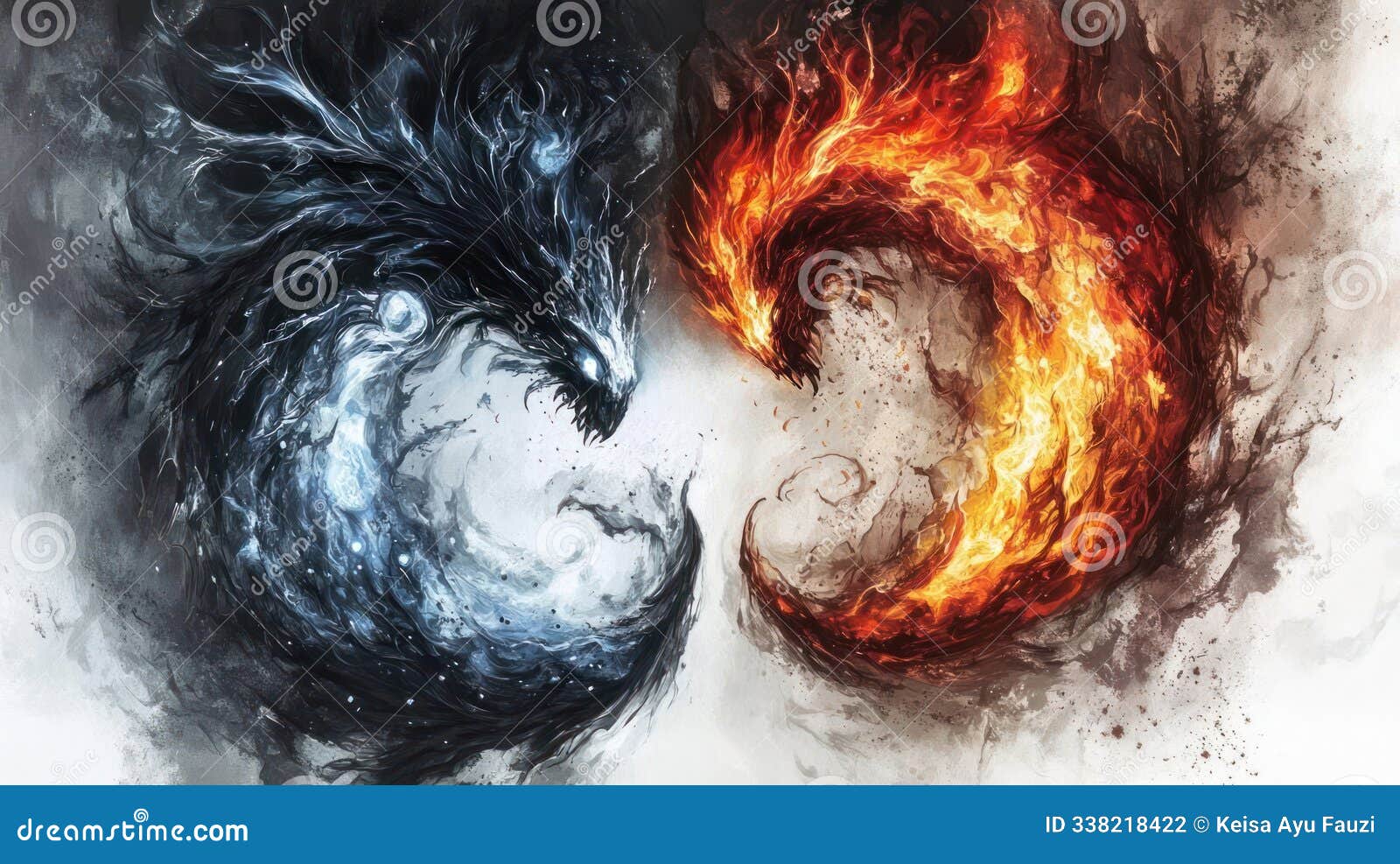 A Dynamic Illustration of Contrasting Elemental Forces Ice and Fire in ...