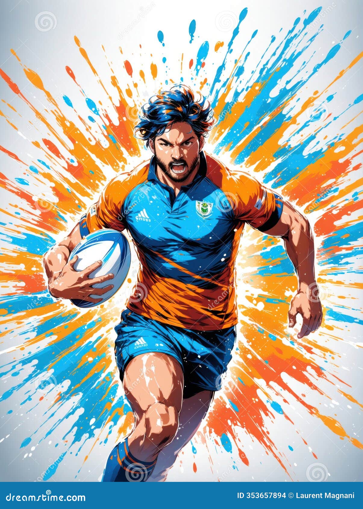 Anime Rugby Player Action stock illustration. Illustration of rugby ...