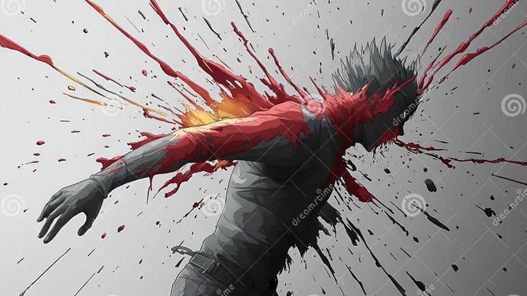 A Dynamic Illustration of a Figure Exploding with Vibrant Colors ...