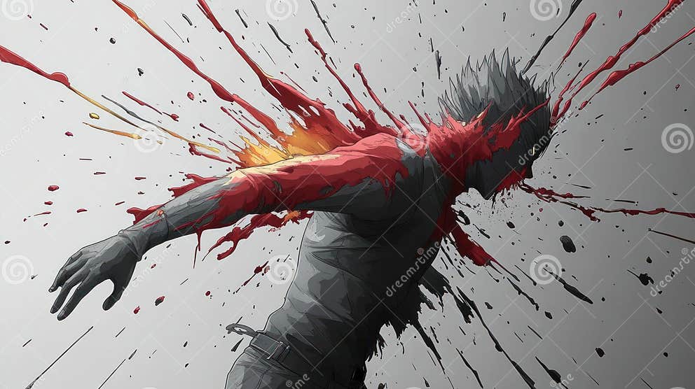 A Dynamic Illustration of a Figure Exploding with Vibrant Colors ...