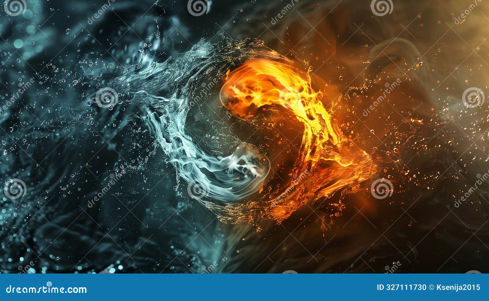 Dynamic Illustration of Fire and Water Elements Intertwined ...