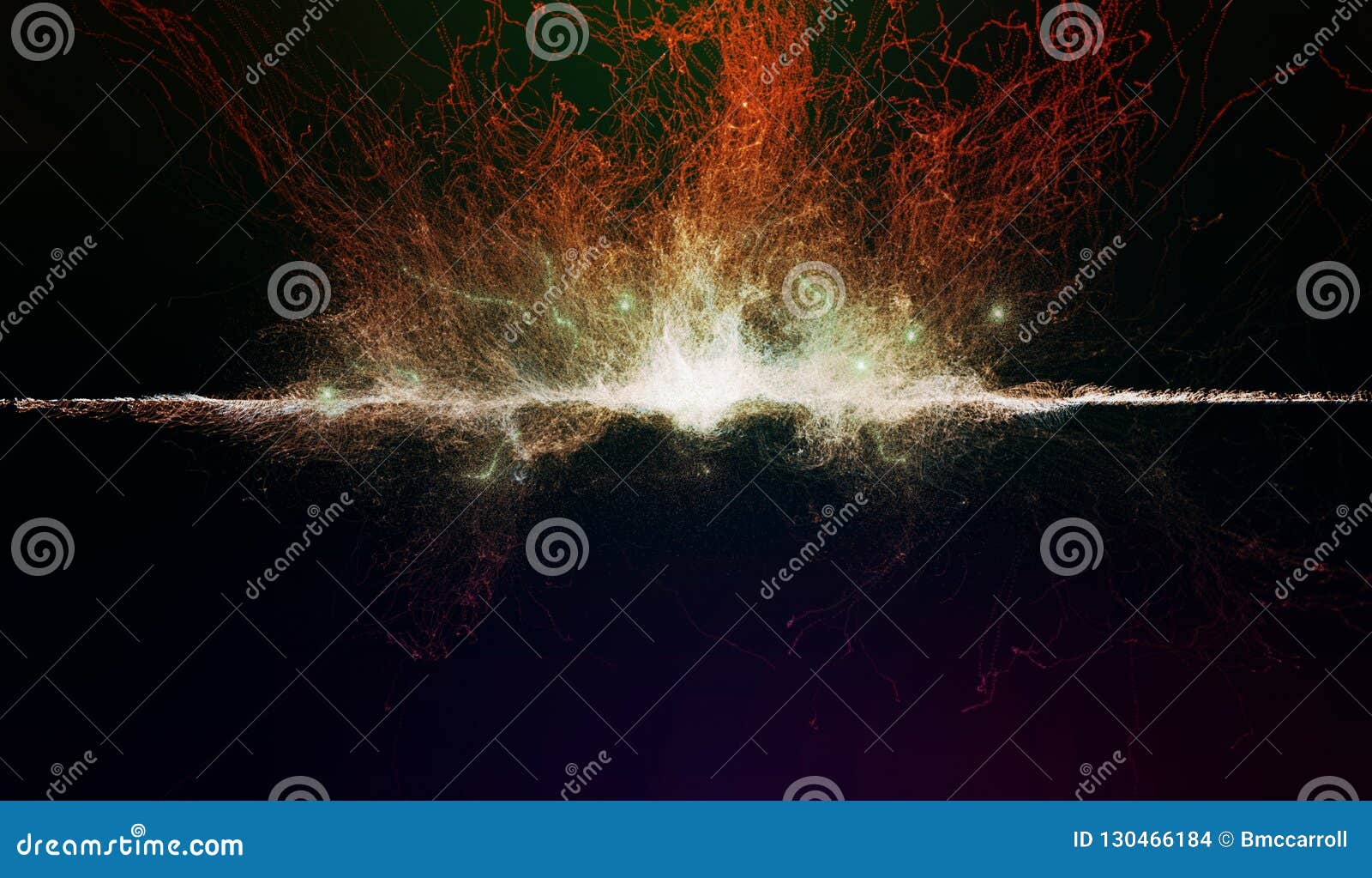 Illustration of Fire-colored Particles Exploding on a Horizontal Line ...