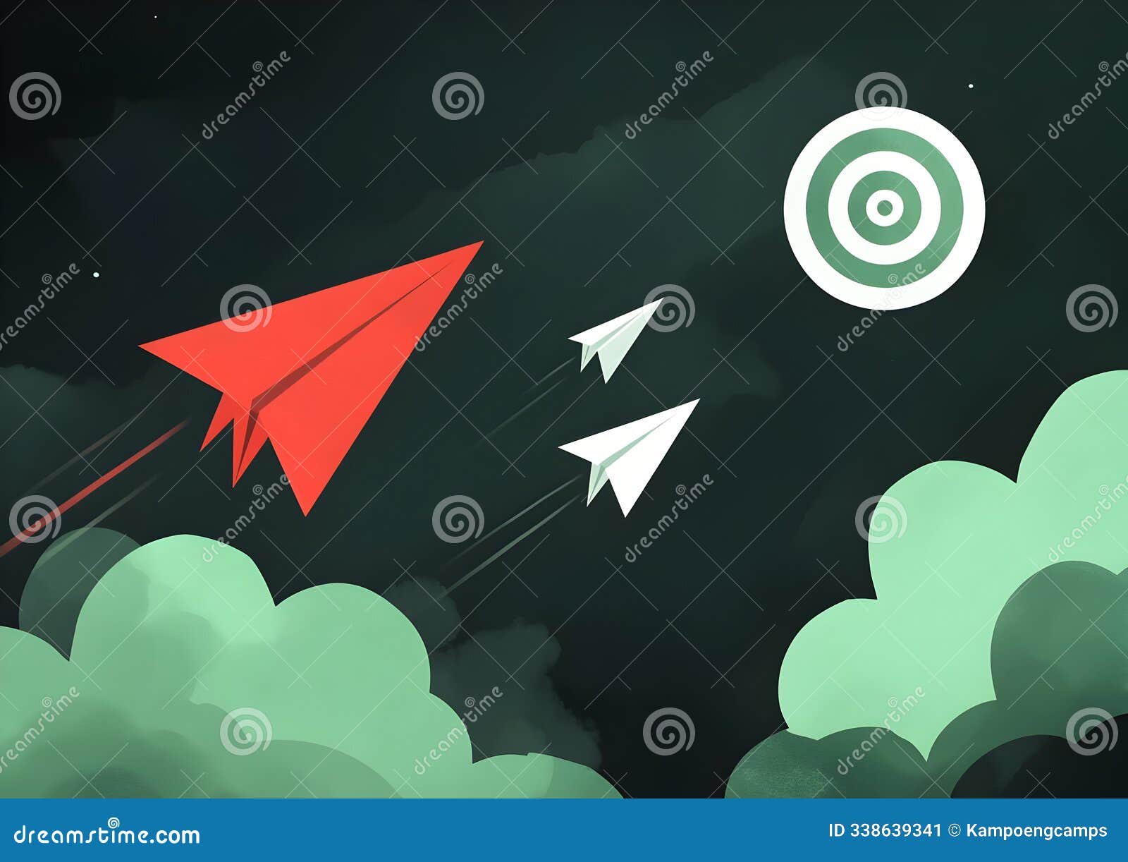 A Dynamic Illustration of Paper Airplanes Targeting a Circular Goal in ...
