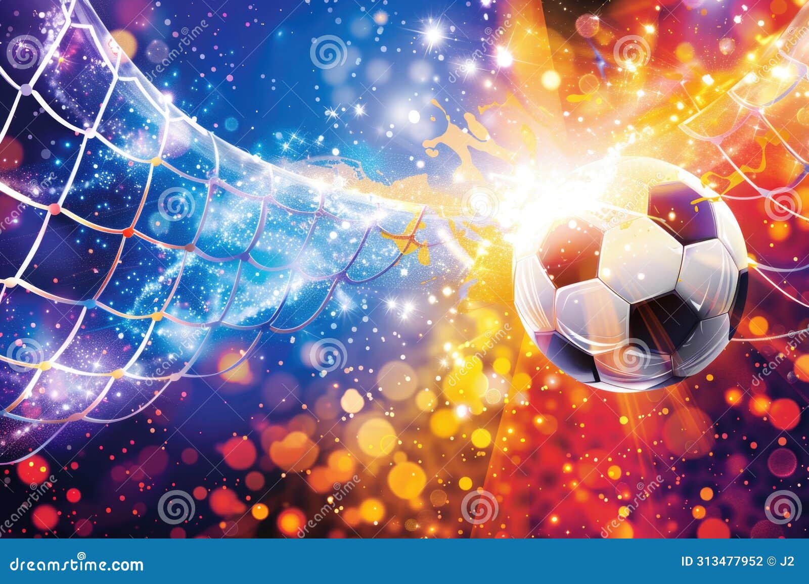 Dynamic Illustration of a Soccer Ball Hitting the Net with a Cosmic ...