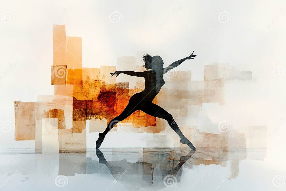 Reflective Dance Scene with Torn Paper Textures Stock Illustration ...