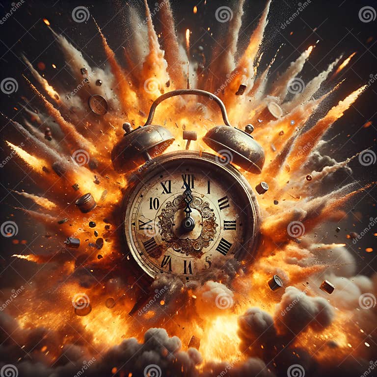 Explosive Time: Alarm Clock Eruption Stock Illustration - Illustration ...