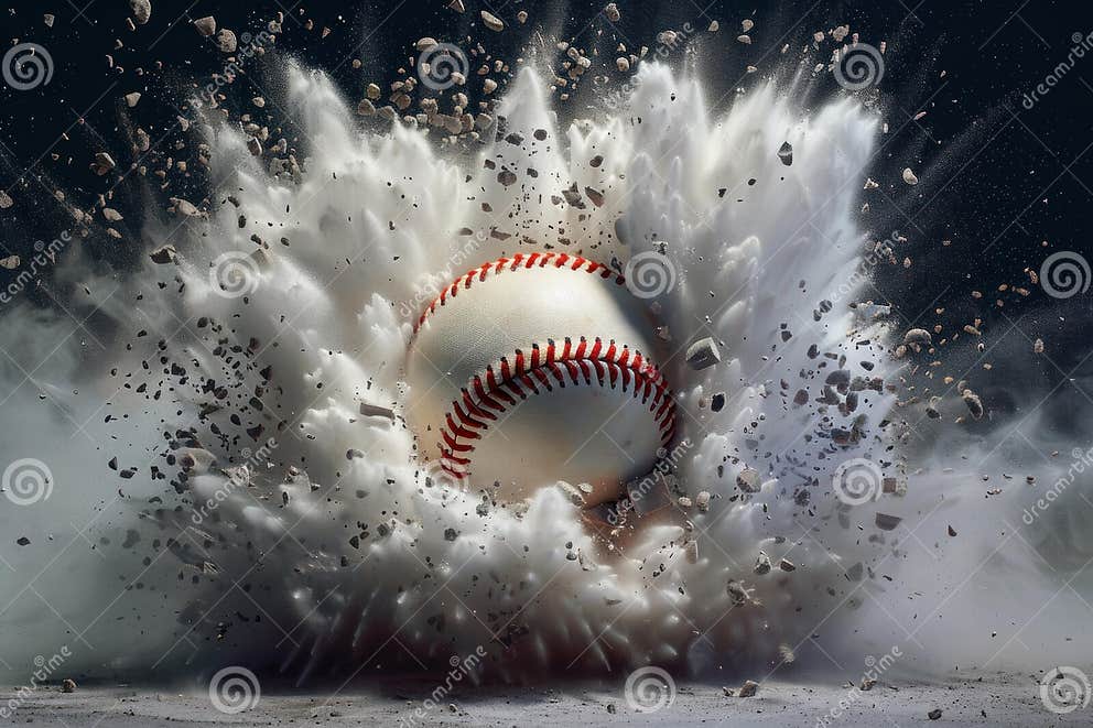 Explosive Baseball Impact on Ground Stock Image - Image of shatter ...