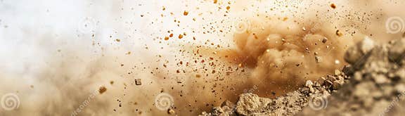 Dynamic Image Capturing a Dramatic Dirt Explosion, Showcasing Flying ...