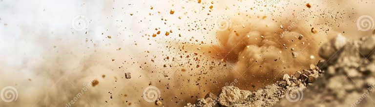 Dynamic Image Capturing a Dramatic Dirt Explosion, Showcasing Flying ...