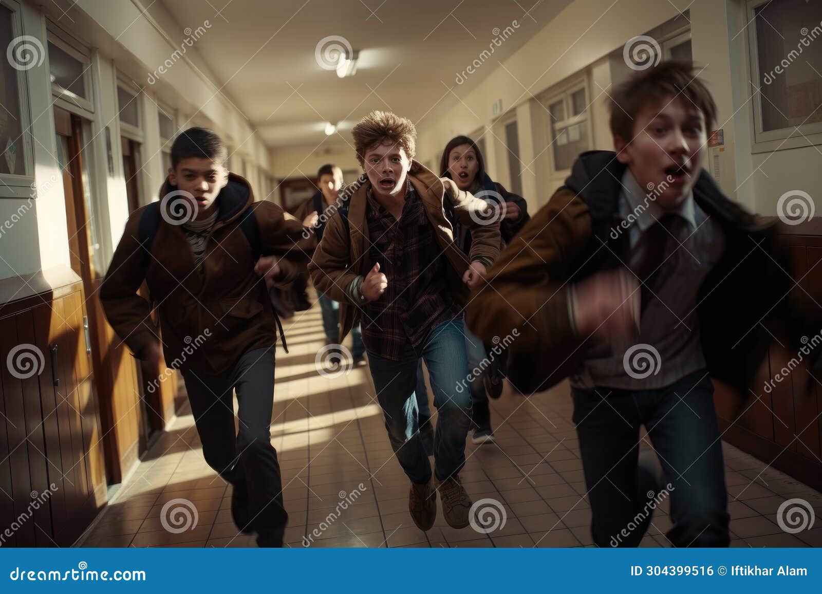 A Dynamic Image Capturing a Group of Young Men Energetically Running ...