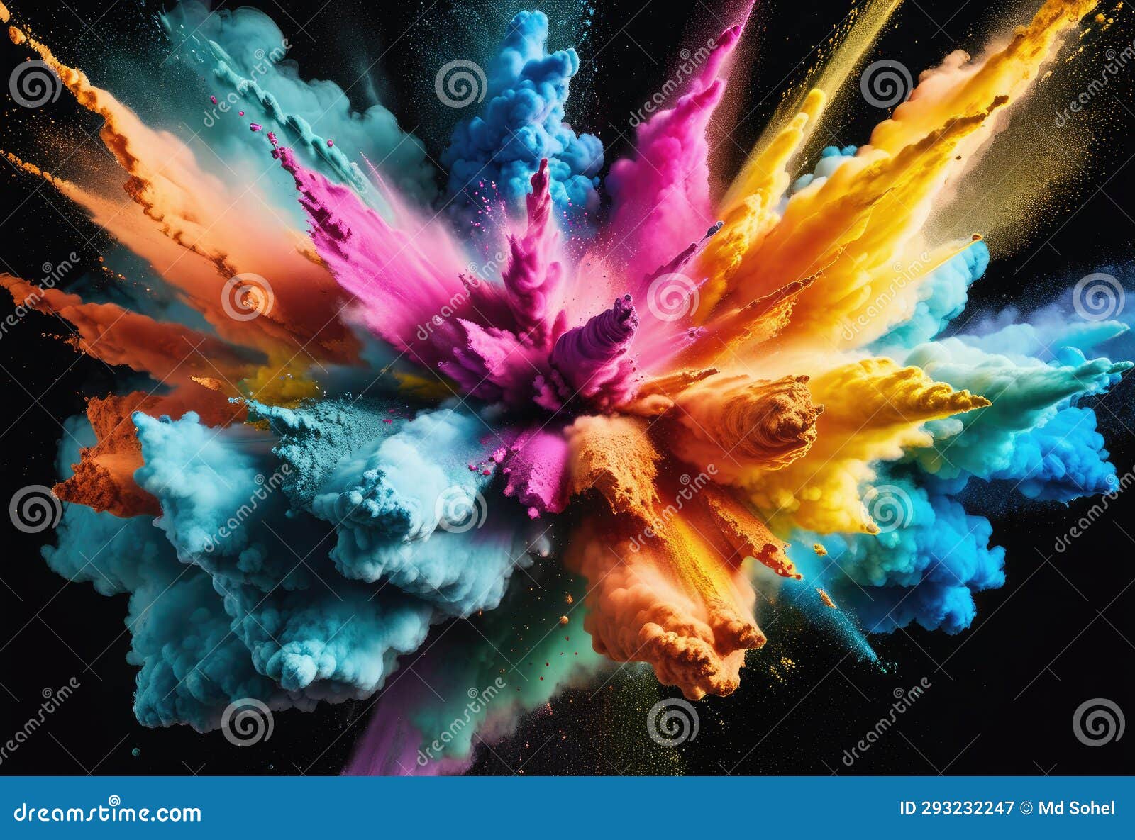A Dynamic Image of Colored Powders Colliding in Mid-air Stock ...
