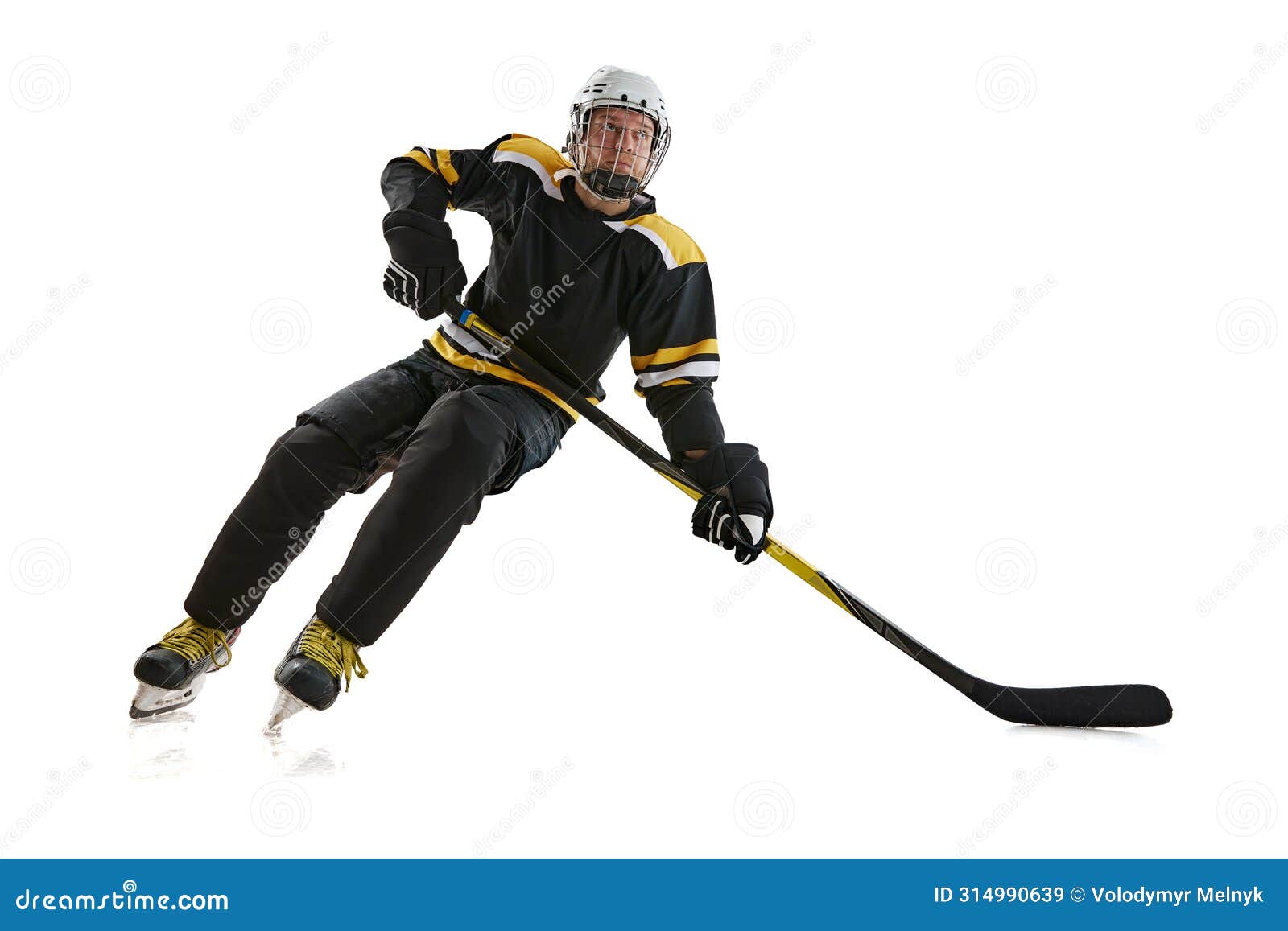 Dynamic Image of Competitive Focused Man, Hockey Player in Motion ...