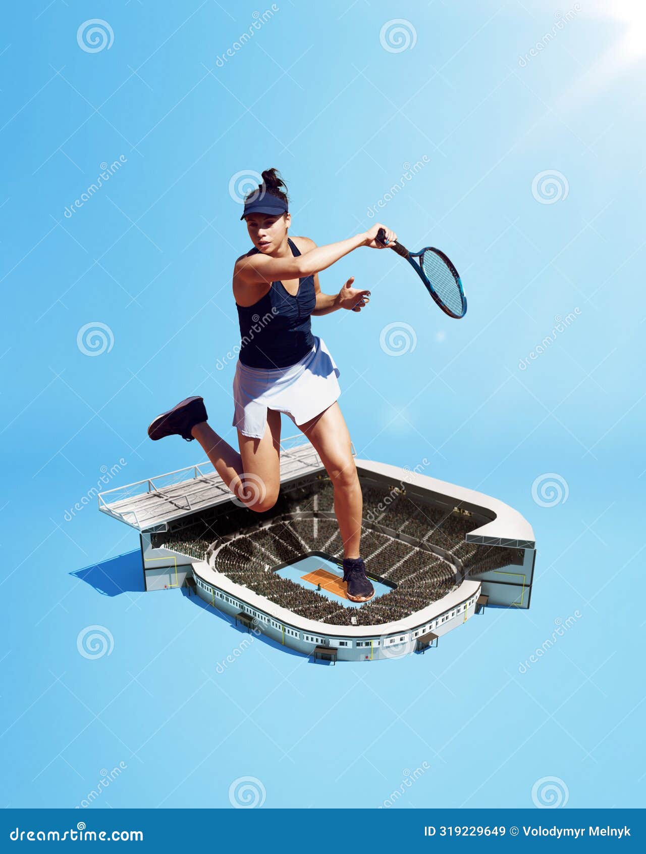 Dynamic Image of Competitive and Focused Woman, Tennis Player in Motion ...