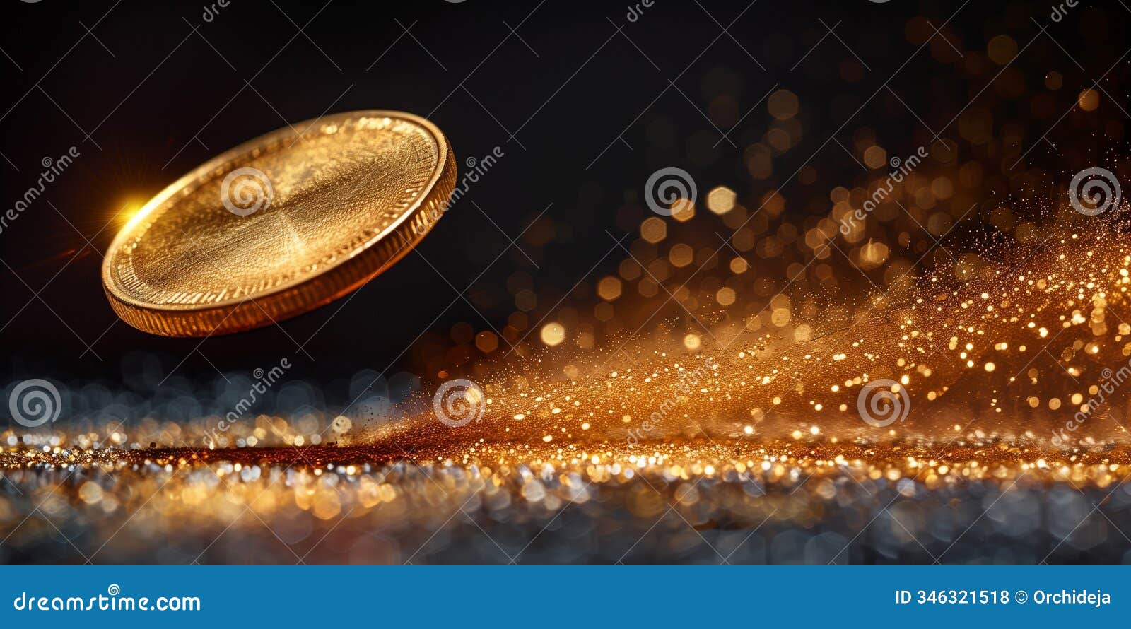 A Dynamic Image of an Empty Gold Coin Being Flipped through the Air ...