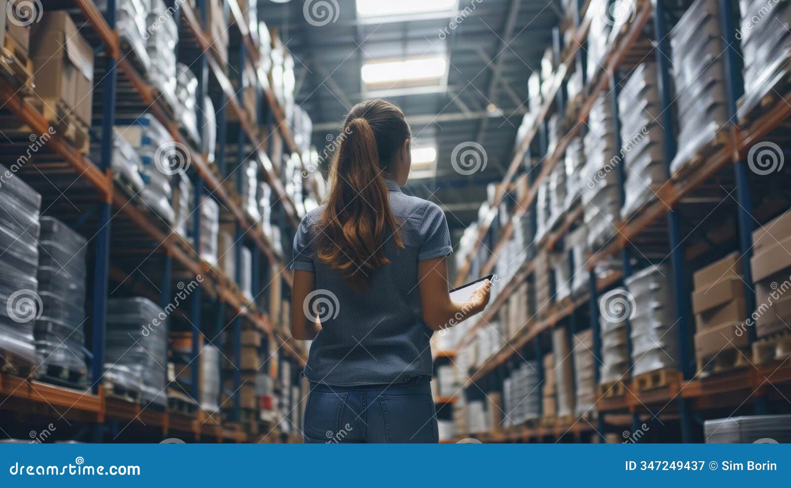 A Dynamic Image of a Female Logistics Supervisor Walking through Stock ...