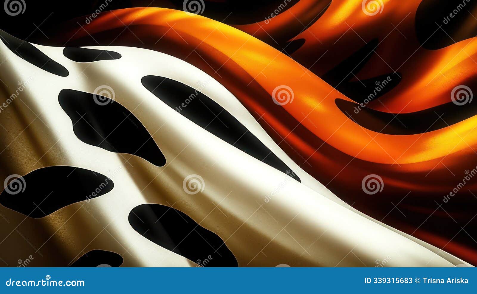 A Dynamic Image of a Flag Featuring a Flame Pattern and Spotted Design ...