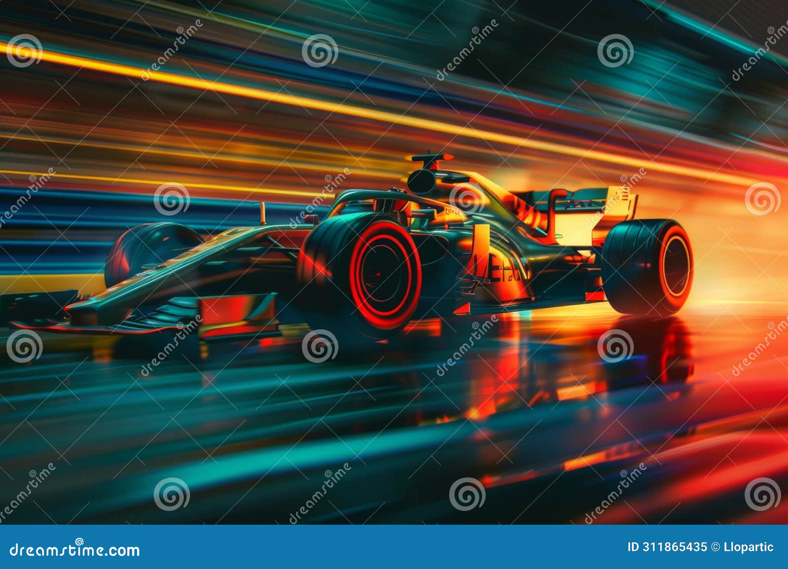 Dynamic Image of a Formula One Car Speeding on a Race Track Stock ...