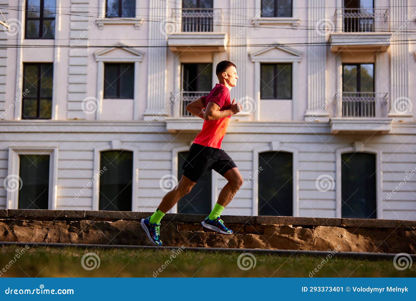 Dynamic Image of Man, Professional Runner in Motion, Training, Running ...