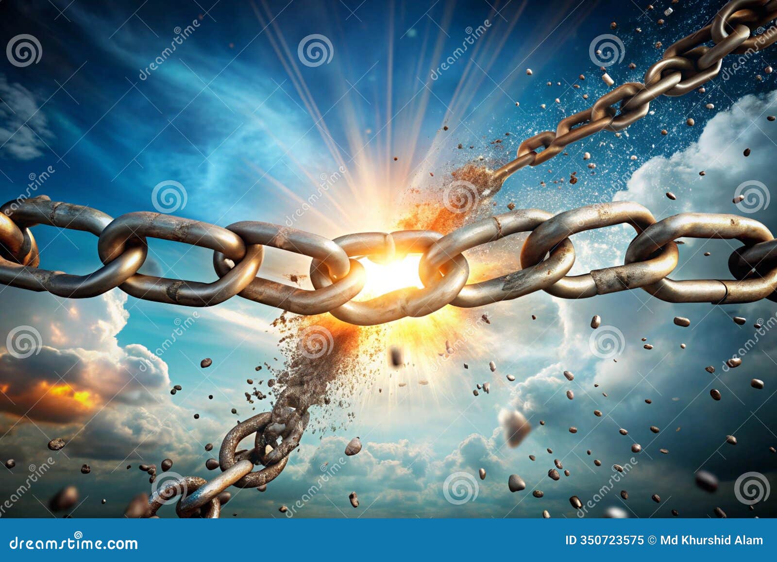 Dynamic Image of Metallic Chain Links Shattering Under Force with ...