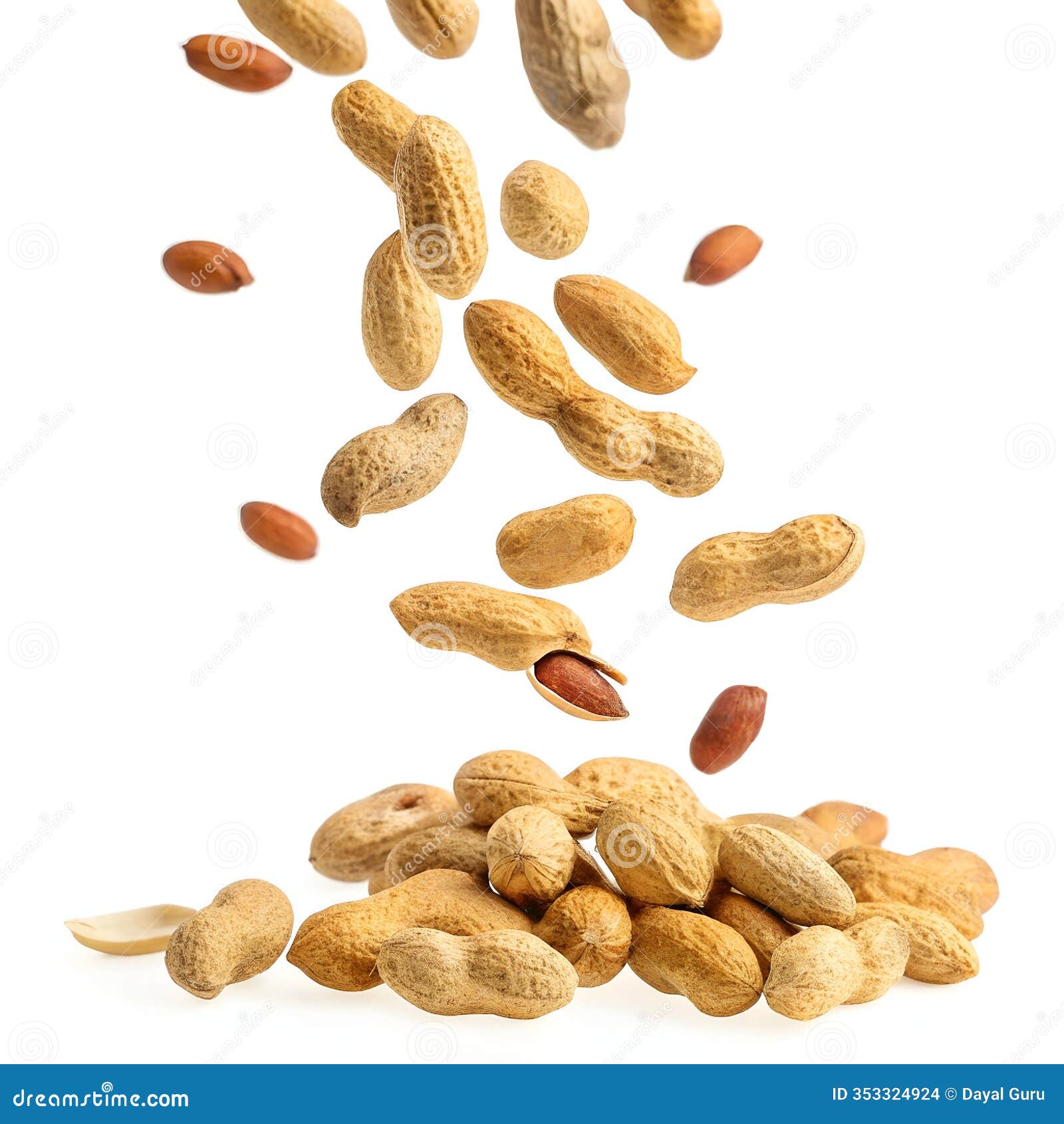 Falling Peanuts Isolated on White Background Stock Illustration ...