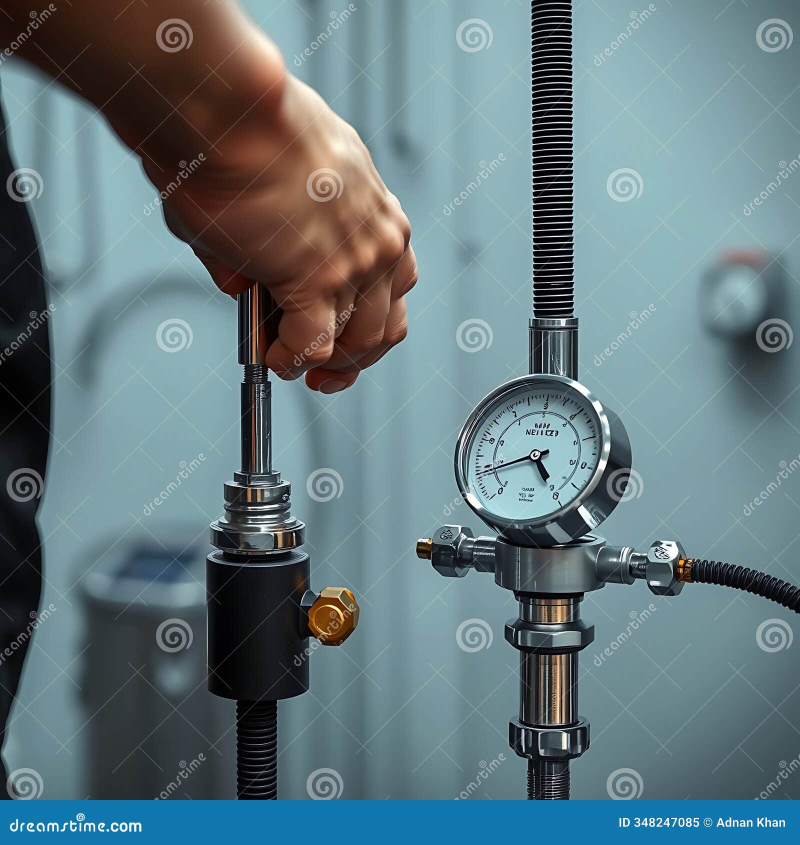 A Dynamic Image of a Person Performing a Pressure Test on a Hydraulic ...