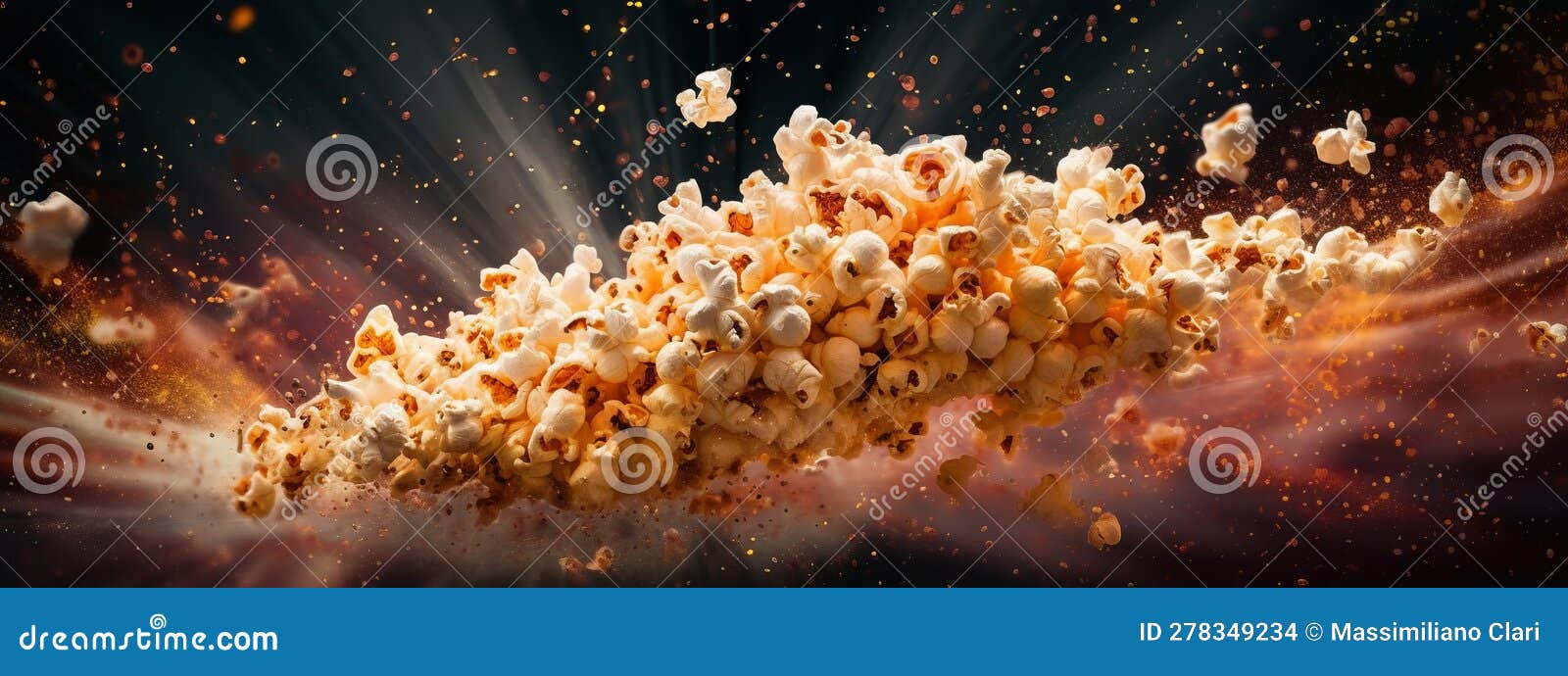 A Dynamic Image of Popcorn Being Tossed into the Air, with Kernels ...