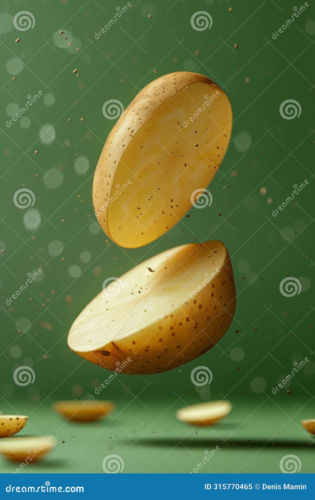 Floating Potato Slices in Verdant Glow - AI Generated Stock ...