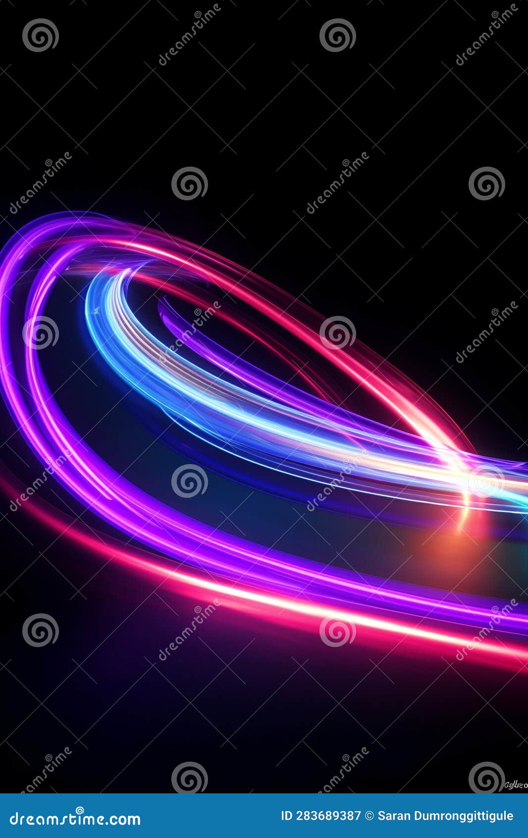 Dynamic Neon Light Trails Against a Dark Background, Perfect for Music ...