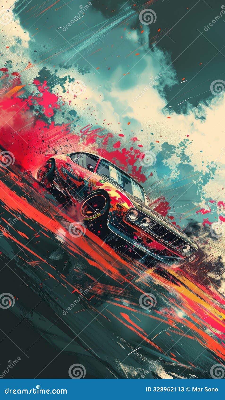 A Dynamic Image of a Racing Car Speedily Navigating a Challenging ...
