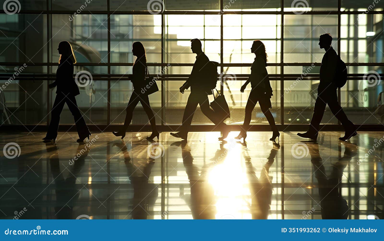 Dynamic Image of Silhouettes of Businesspeople Walking in a Modern ...