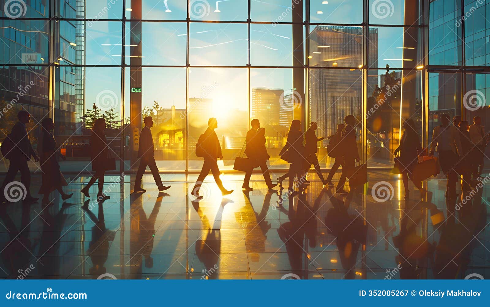 Dynamic Image of Silhouettes of Businesspeople Walking in a Modern ...