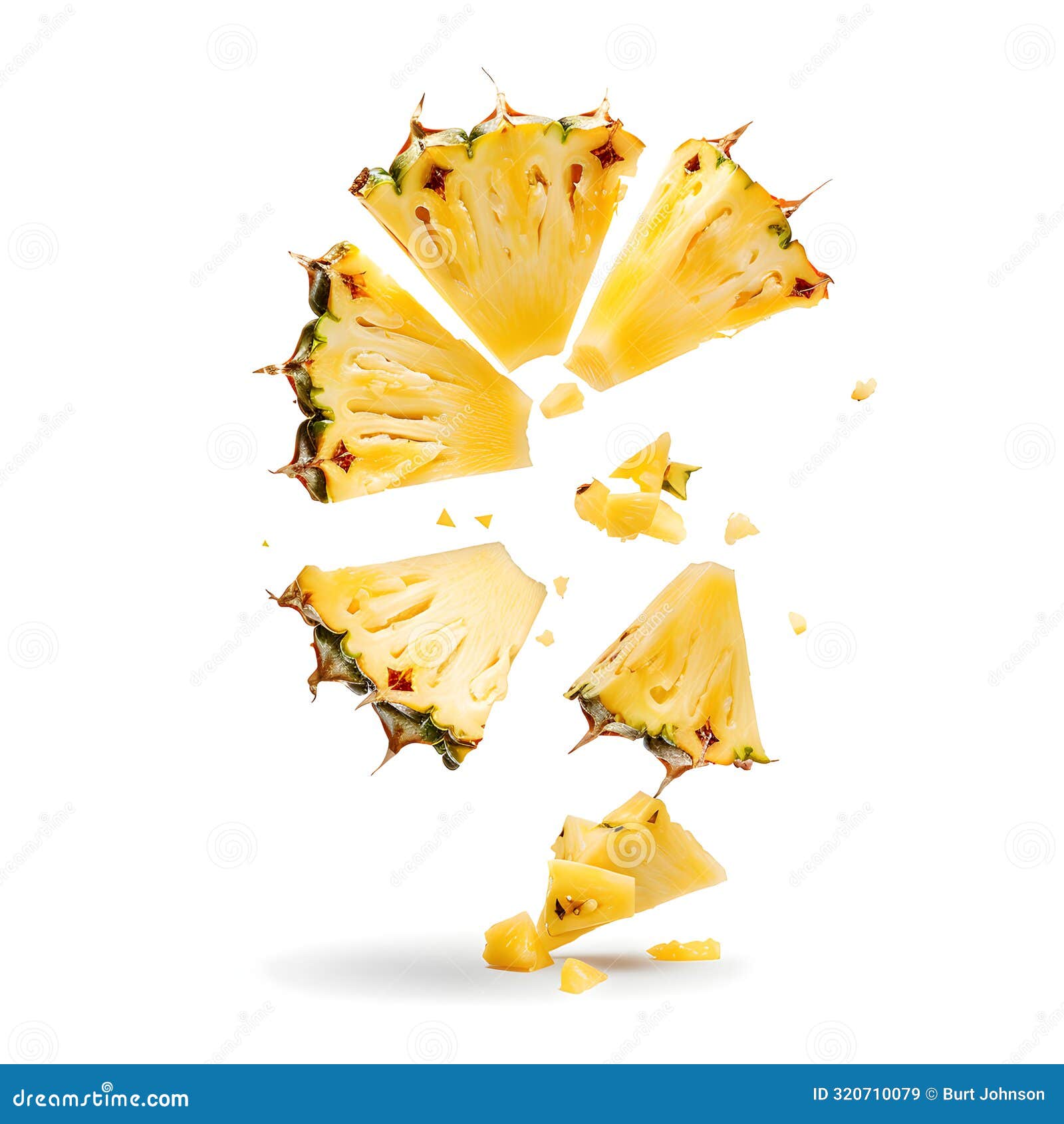 Fresh Pineapple Explosion on White Background Stock Image - Image of ...