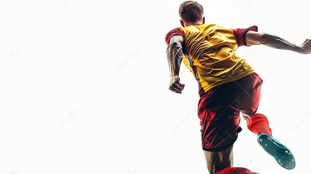 Dynamic Image of a Soccer Player Captured in Mid-motion Against a White ...