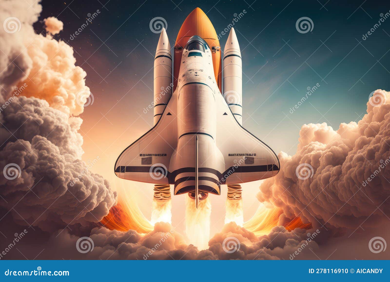 Dynamic Image of a Space Shuttle Launching into the Sky with Advanced ...