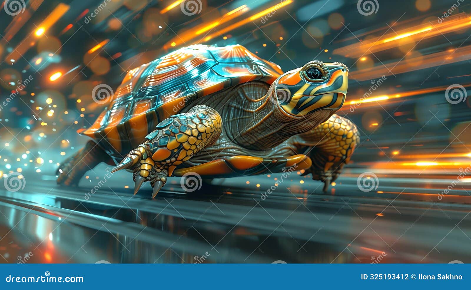 Speedy Turtle with Motion Blur Effect Stock Illustration - Illustration ...