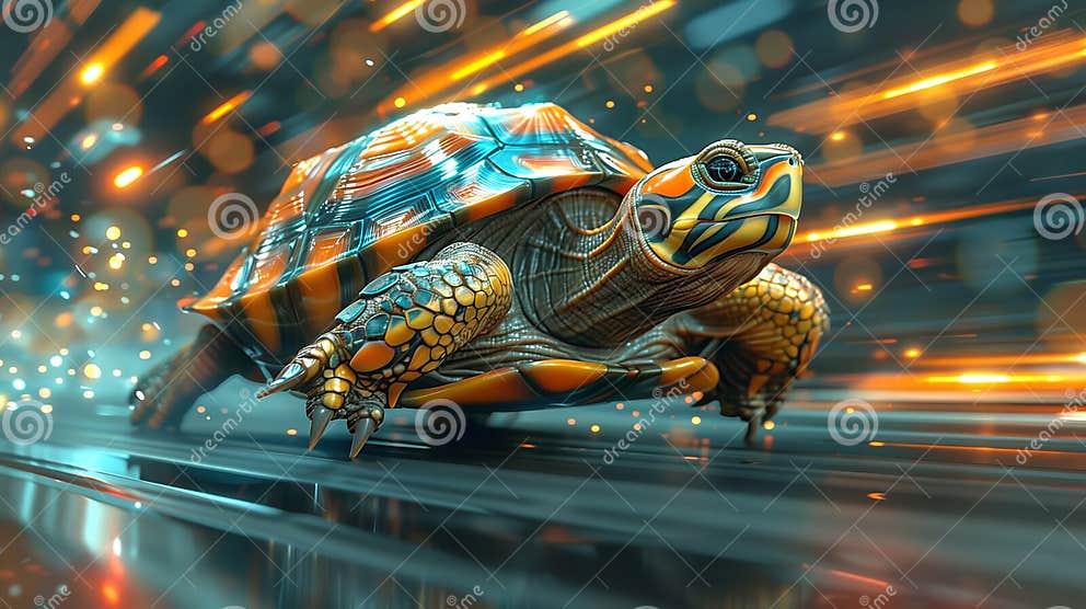 Speedy Turtle with Motion Blur Effect Stock Illustration - Illustration of creative, visual ...