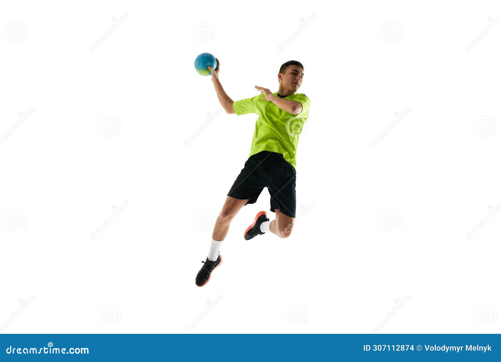 Dynamic Image of Young Man in Uniform, Handball Player in Motion during ...