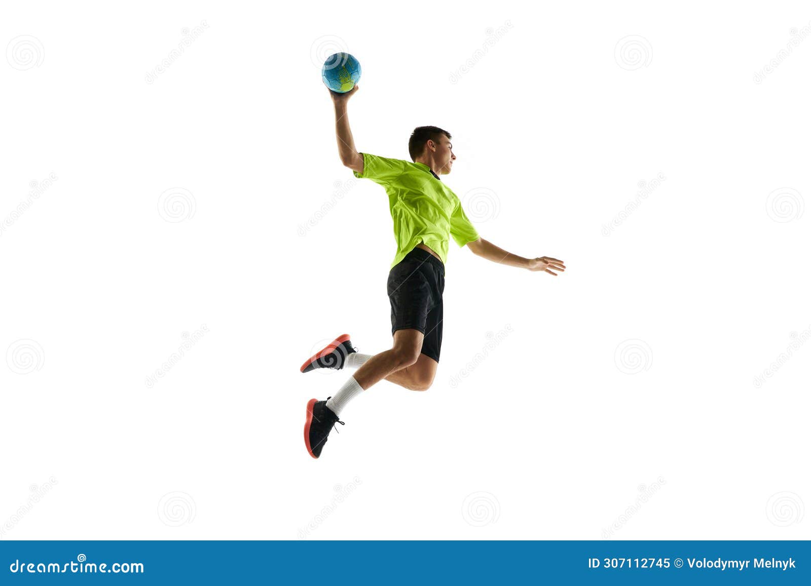 Dynamic Image of Young Man in Uniform, Handball Player in Motion during ...
