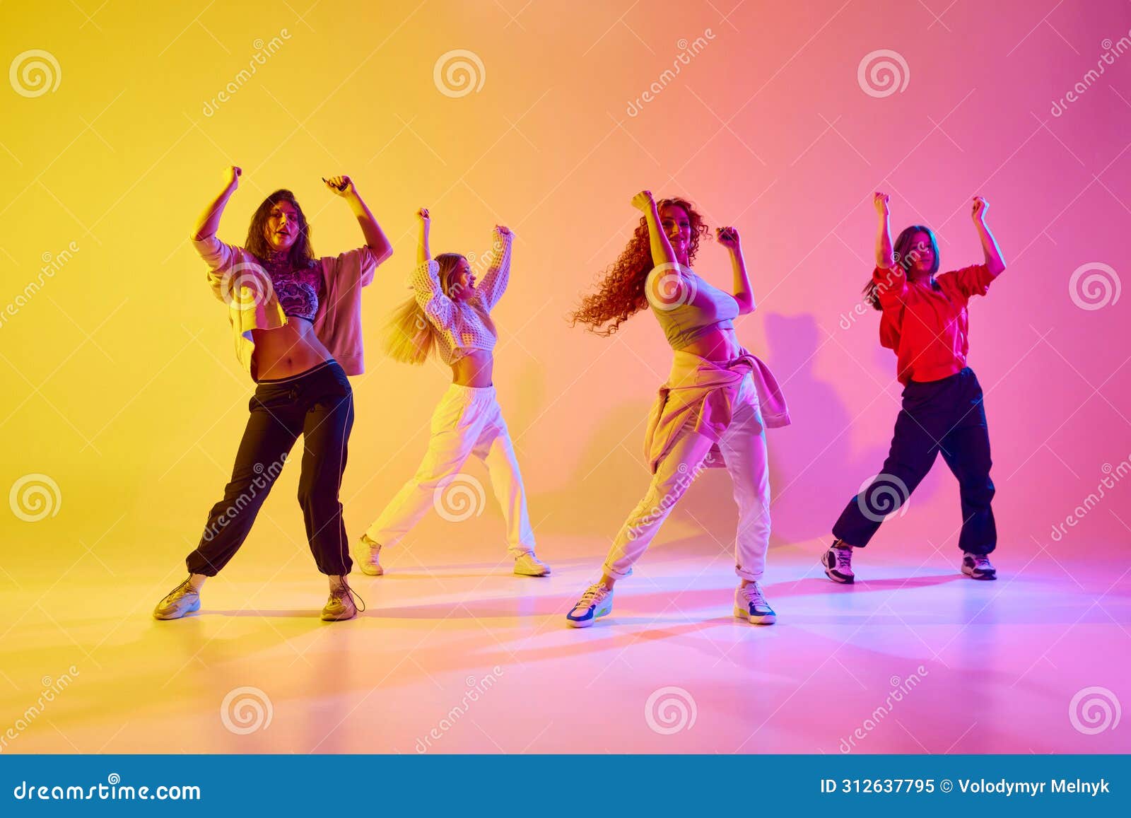 Dynamic Image of Young People, Female Dancers in Motion Dancing Modern ...