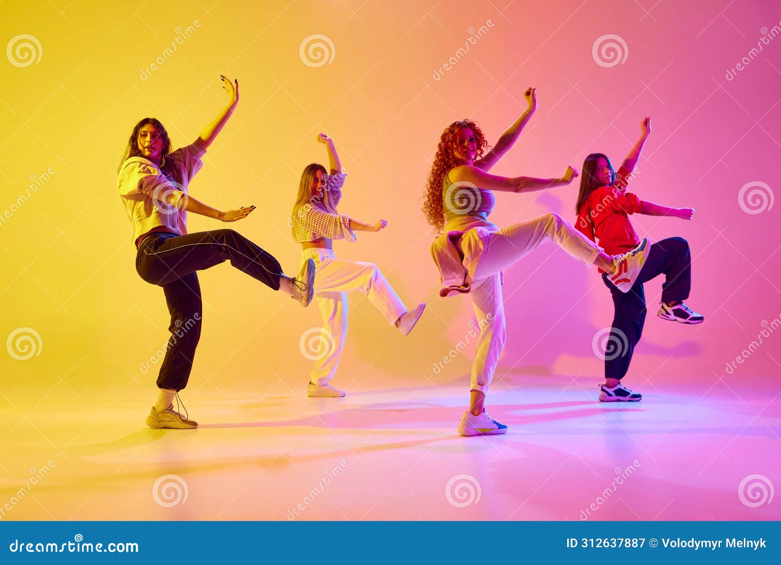 Dynamic Image of Young People, Female Dancers in Motion Dancing Modern ...