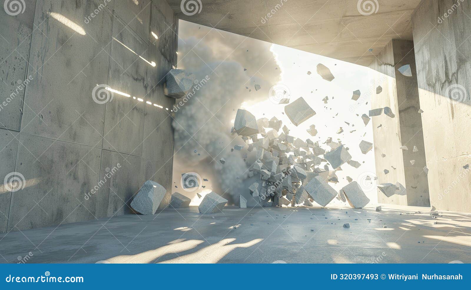 Dynamic Impact, Exploding Wall with Open Center Space. Generative Ai ...
