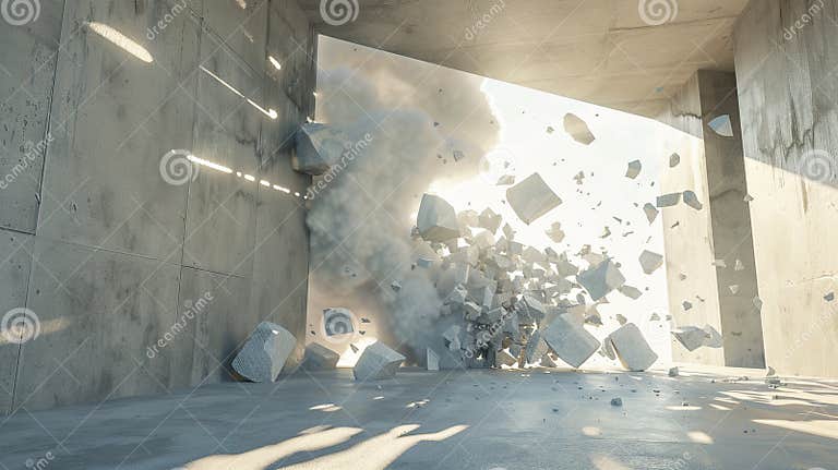 Dynamic Impact, Exploding Wall with Open Center Space. Generative Ai ...