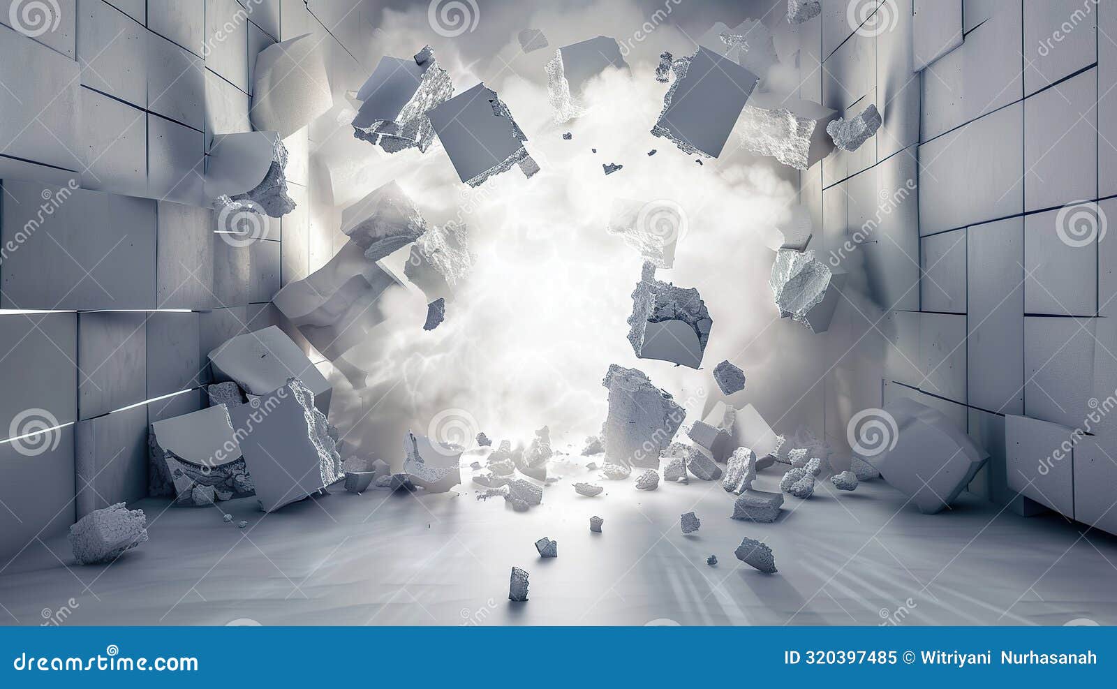 Dynamic Impact, Exploding Wall with Open Center Space. Generative Ai ...