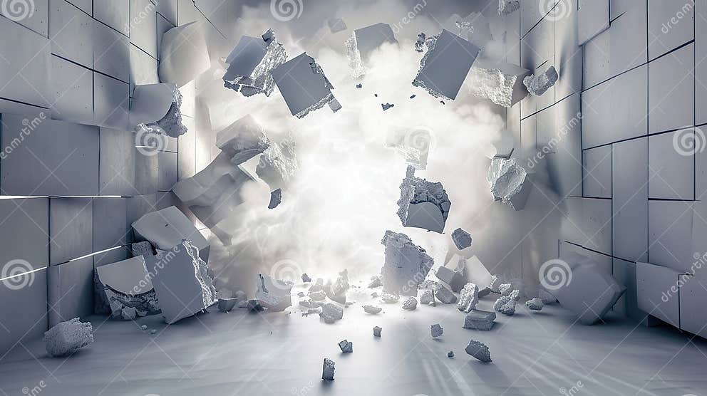 Dynamic Impact, Exploding Wall with Open Center Space. Generative Ai ...