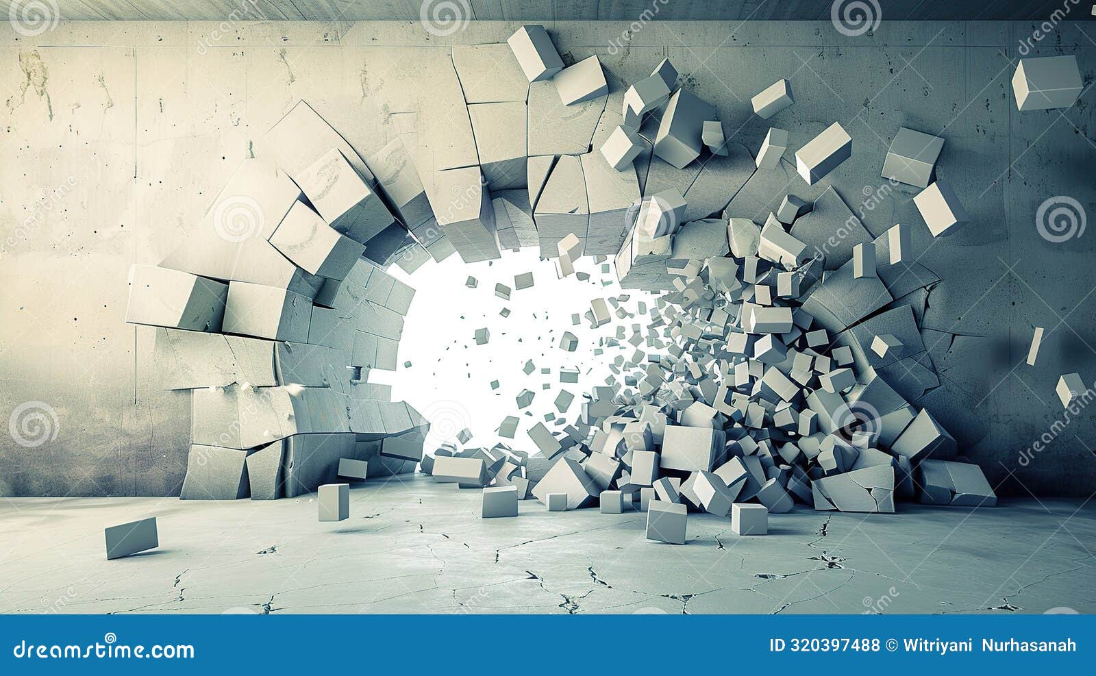 Dynamic Impact, Exploding Wall with Open Center Space. Generative Ai ...
